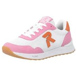 Sneaker Rieker SPORT, Herren, Gr. 41, wei&szlig;, rosa, orange, Lederimitat, Textil, Schuhe Sneaker, Schn&uuml;rschuh, Halbschuh, Freizeitsneaker mit leichter Laufsohle