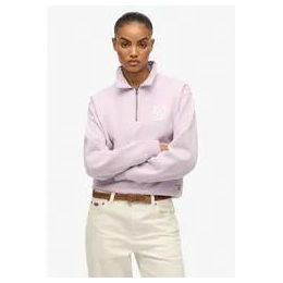 Sweatshirt Superdry "SD&CO NEON COLLARED HALF ZIP", Damen, Gr. M, parma violet lila, Sweatware, Obermaterial: 80% Baumwolle, 20% Polyester, unifarben, loose fit normal, hoch geschlossener Ausschnitt, Rippb&uuml;ndchen, Sweatshirts Sweatshirt