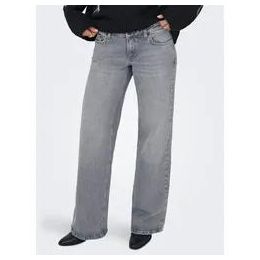 Low-rise-Jeans Only "ONLJUICY LW WIDE LEG DNM REA707 NOOS", Damen, Gr. 28, L&auml;nge 30, medium grau denim, Denim/Jeans, Obermaterial: 99% Baumwolle, 1% Elasthan, unifarben, lang, Jeans, Baumwollmischung, low waist, wide fit