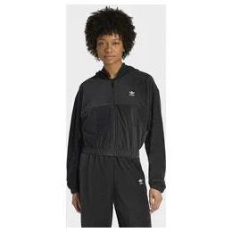 Fleecejacke Adidas ORIGINALS "ESSENTIALS CHENILE ORIGINALS", Damen, Gr. XL, schwarz, Obermaterial: 70% Baumwolle, 30% Polyester, Jacken Fleecejacke