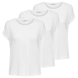 T-Shirt Only "T-Shirt ONLMOSTER O-NECK TOP 3P 3er Pack", Damen, Gr. XS, wei&szlig;, Obermaterial: 75% Viskose CV. 20% Polyester PES. 5% Elasthan EL., Shirts T-Shirt