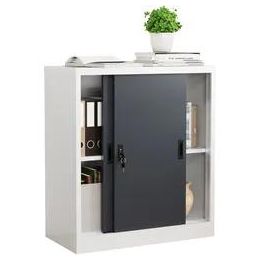 Aktenschrank Vcm "B&uuml;roschrank Stahlschrank abschlie&szlig;bar Malivo 2fach", schwarz (wei&szlig;, anthrazit), B:80cm T:40cm, Obermaterial: 100% Metall MT., Schr&auml;nke