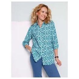 Longbluse Classic Basics, Damen, Gr. 54, mint, aquapetrol, bedruckt, 100% Polyester, gemustert, mehrfarbig, Blusen Longbluse