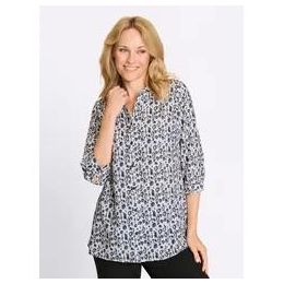 Longbluse Classic Basics, Damen, Gr. 50, ecru, grau, bedruckt, 100% Polyester, gemustert, mehrfarbig, Blusen Longbluse