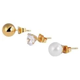 Adelia&acute;s Paar Ohrh&auml;nger ADELIA ́S "Damen Ohrringe &ndash; Ohrstecker aus Edelstahl mit Perle", Damen, Gr. Damen, Edelstahl, gold, Ohrringe, Perfekt als Geschenk zum Jubil&auml;um