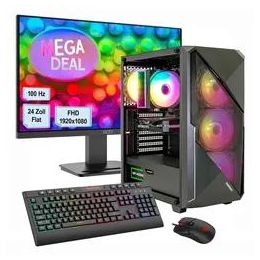 GAMEMAX Gaming-PC-Komplettsystem "MegaDeal Striker 2734 AMD Ryzen 5 5500 16GB 480GB SSD RTX 5060", Energieeffizienz: E (A-G), schwarz, Microsoft Windows 11 Home (64 Bit), 16 GB RAM 480 GB SSD, Computer_Komplettsysteme, Windows 11 + MSI PRO MP2412 Monitor 60cm (24")