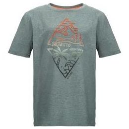 T-Shirt Killtec "KOS 137 BYS TSHRT", Jungen, Gr. 140, grasgr&uuml;n, Obermaterial: 65% Polyester, 30% Baumwolle, 5% Elasthan, Rundhals, Shirts T-Shirt, Trendiges Funktions-T-Shirt mit Farbverlauf-Druck
