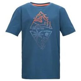T-Shirt Killtec "KOS 137 BYS TSHRT", Jungen, Gr. 140, blau, Obermaterial: 65% Polyester, 30% Baumwolle, 5% Elasthan, Rundhals, Shirts T-Shirt, Trendiges Funktions-T-Shirt mit Farbverlauf-Druck