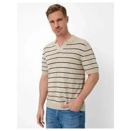 Rundhalspullover Brax "Style PASCAL", Herren, Gr. 4XL, beige, Strick, 41% Baumwolle, 31% Leinen, 28% Lyocell, Pullover Rundhalspullover