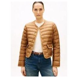 Steppjacke Tommy Hilfiger "FEMININE LW DOWN JACKET", Damen, Gr. L (42/44), hickory, Steppware, Obermaterial: 100% Nylon, unifarben, regular fit kurz, Rundhals, Jacken Steppjacke, mit aufgesetzten Taschen