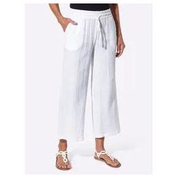 Culotte Casual Looks, Damen, Gr. 54, Normalgr&ouml;&szlig;en, wei&szlig;, 100% Baumwolle, unifarben, 7/8-L&auml;nge, Hosen Culotte