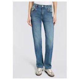 Straight-Jeans Herrlicher "Breezy Straight Denim Light", Damen, Gr. 33, L&auml;nge 34, ocean fade, Denim/Jeans, Obermaterial: 98% Baumwolle, 2% Elasthan, straight fit lang, Jeans Straight-Jeans, aus leichtem Denim