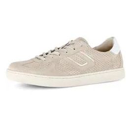 Sneaker Gabor "DAVOS", Herren, Gr. 41, beige, Nappaleder, Veloursleder, Schuhe Sneaker, Freizeitschuh, Halbschuh, Schn&uuml;rschuh mit Lochmuster, Weite H