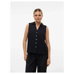 V&eacute;ro Moda Blusentop VERO MODA "VMMYMILO SL V-NECK SHIRT WVN GA", Damen, Gr. L, schwarz, Web, Obermaterial: 55% Viskose, 45% Leinen, unifarben, regular fit normal, V-Ausschnitt, Blusen Blusentop, mit Leinen