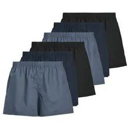 Jack & Jones Webboxer JACK & JONES "Web-Boxershorts JACMILANO WOVEN BOXERS 6 PACK 6er Pack", Damen, Gr. L, blau (dunkelblau), Obermaterial: 100% Baumwolle CO., Unterhosen