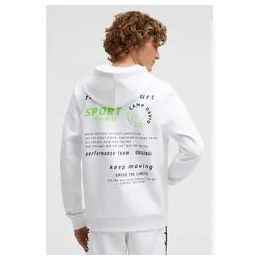 Kapuzensweatshirt CAMP DAVID, Herren, Gr. S, wei&szlig;, Jersey, Material: 70% Baumwolle, 30% Polyester, bedruckt, relaxed fit normal, Rundhals, eingesetzt B&uuml;ndchen, Sweatshirts, mit reflektierenden Details