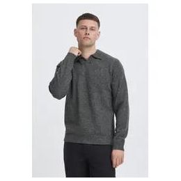 Kurzarmshirt Blend "BHBranko", Herren, Gr. M, iron gate melange, Feinstrick, 60% Wolle, 40% Nylon, meliert, Basic, normal normal, V-Ausschnitt, Rippb&uuml;ndchen, Shirts, L&auml;ssiger Pullover mit Polo-Kragen