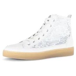 Plateausneaker Gabor, Damen, Gr. 40, wei&szlig;, Nappaleder, Textil, Schuhe Plateausneaker, Schn&uuml;rschuh, Freizeitschuh, High-Top-Sneaker mit Best Fitting