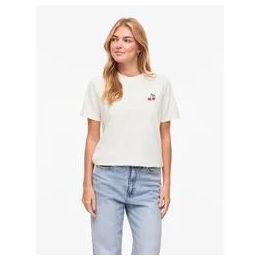 Kurzarmshirt Vila "VISYBILLA CHERRY O-NECK S/S TOP/PB/LC", Damen, Gr. S, snow wei&szlig; detail:cherry kelly gr&uuml;n, jazzy, Jersey, Obermaterial: 100% Baumwolle, bedruckt, regular fit normal, Rundhals, Shirts