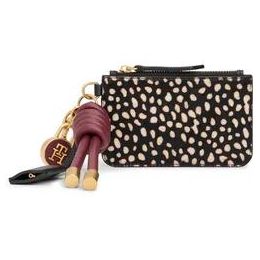 Schl&uuml;sselanh&auml;nger Tommy Hilfiger "TH ESSENTAIL", Damen, dunkelbraun, creme, Leder, Schl&uuml;sselanh&auml;nger Schl&uuml;sselanh&auml;nger, Taschen Charm, Bag Charm, Accessoires, Mini Geldbeutel mit Muster