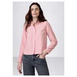 Kurzjacke STREET ONE STUDIO, Damen, Gr. 46, pink washed, Web, 55% Lyocell, 45% Baumwolle, unifarben, normal normal, V-Ausschnitt, B&uuml;ndchen, Jacken Kurzjacke, mit Knopfleiste