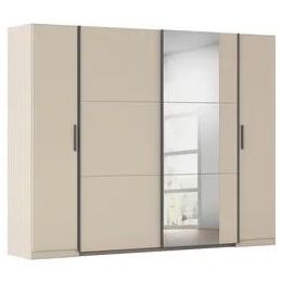 Schwebet&uuml;renschrank Rauch "Kleiderschrank Dreht&uuml;renschrank Schrank Garderobe KRONACH TOPSELLER", champagner, griffleisten grau, mit 1 spiegel, B:268cm H:210cm T:59cm, Holzwerkstoff, Schr&auml;nke, Schwebet&uuml;renschrank, Kombischrank optional mit 1 oder 2 Spiegel viele B&ouml;den MADE IN GERMANY
