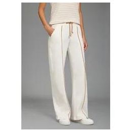 Sweathose Laura Scott, Damen, Gr. 48, N-Gr, wei&szlig;, angeraute Sweatware, Obermaterial: 60% Baumwolle, 40% Polyester. Besatz: 60% Baumwolle, 40% Polyester, unifarben mit Farbeinsatz, Hosen Sweathose, aus angerauter Sweatware, aus Baumwolle und Polyester