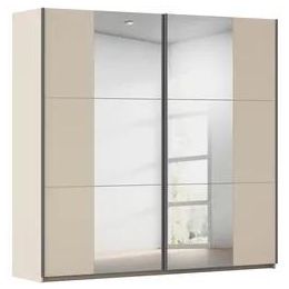 Schwebet&uuml;renschrank Rauch "Kleiderschrank Dreht&uuml;renschrank Schrank Garderobe KRONACH TOPSELLER", champagner, griffleisten grau, 2 spiegel, B:218cm H:210cm T:59cm, Holzwerkstoff, Schr&auml;nke, Schwebet&uuml;renschrank, optional ohne, mit 1 oder 2 Spiegel, viel Stauraum MADE IN GERMANY