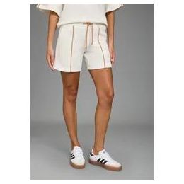 Sweatshorts Laura Scott, Damen, Gr. 46, N-Gr, wei&szlig;, angeraute Sweatware, Obermaterial: 60% Baumwolle, 40% Polyester, unifarben mit Farbeinsatz, Hosen Sweatshorts, aus angerauter Sweatware, aus Baumwolle und Polyester