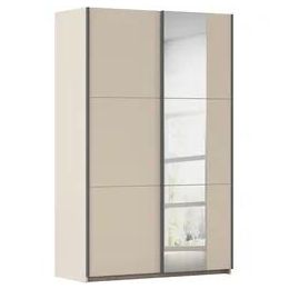 Schwebet&uuml;renschrank Rauch "Kleiderschrank Dreht&uuml;renschrank Schrank Garderobe KRONACH TOPSELLER", champagner, griffleisten grau, 1 spiegel, B:131cm H:210cm T:59cm, Holzwerkstoff, Schr&auml;nke, Schwebet&uuml;renschrank, optional ohne, mit 1 oder 2 Spiegel, viel Stauraum MADE IN GERMANY