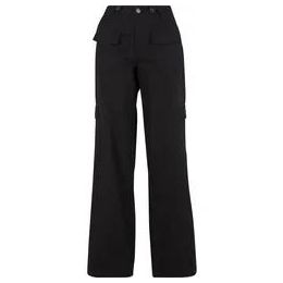 Cargohose Karl Kani "Karl Kani Karl Kani Signature Straight Leg Cargo Pants", Damen, Gr. M, US-Gr&ouml;&szlig;en, schwarz, 98% Baumwolle, 2% Elasthan, loose fit, Hosen Cargohose