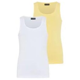 T-Shirt Bruno Banani "2er Pack Tank Tops, modische Basics f&uuml;r M&auml;dchen", M&auml;dchen, Gr. 128/134, gelb, wei&szlig;, Single Jersey, Obermaterial: 95% Baumwolle, 5% Elasthan, unifarben, Basic, Rundhals, Shirts T-Shirt, ohne &Auml;rmel, Basic Passform, unifarben, aus Baumwolle und Elasthan