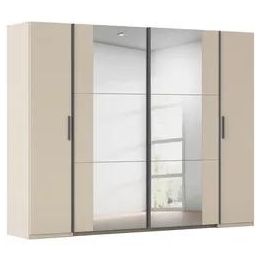 Schwebet&uuml;renschrank Rauch "Kleiderschrank Dreht&uuml;renschrank Schrank Garderobe KRONACH TOPSELLER", champagner, griffleisten grau, mit 2 spiegel, B:268cm H:210cm T:59cm, Holzwerkstoff, Schr&auml;nke, Schwebet&uuml;renschrank, Kombischrank optional mit 1 oder 2 Spiegel viele B&ouml;den MADE IN GERMANY