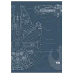 Bild Komar "Star Wars Blueprint Falcon", schwarz-wei&szlig; (farbe bild(er): schwarz, wei&szlig;), B:50cm H:70cm, Holz, Papier, Bilder, Bild, Wandbild zur Dekoration im Kinderzimmer - ohne Rahmen