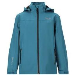 Outdoorjacke WEATHER REPORT "Borise Jr.", Kinder, Gr. 164, blau, grau, 90% Polyester, 10% Elasthan, mehrfarbig, normal, hoch geschlossener Ausschnitt, Jacken Outdoorjacke, mit wasserdichter Ausstattung