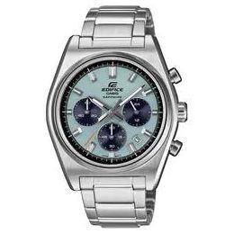 Chronograph Casio EDIFICE, edelstahlfarben, hellblau, Armbanduhren, Herren, Chronograph, Quarzuhr, Armbanduhr, Herrenuhr, Edelstahlarmband, analog, Tag