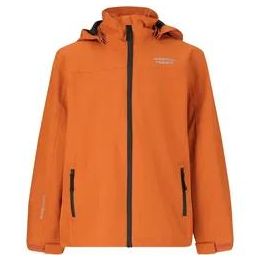 Outdoorjacke WEATHER REPORT "Borise Jr.", Kinder, Gr. 116, orange, 90% Polyester, 10% Elasthan, mehrfarbig, normal, hoch geschlossener Ausschnitt, Jacken Outdoorjacke, mit wasserdichter Ausstattung