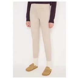 Leggings Cecil, Damen, Gr. XXL (46), oat milk beige, Stoff, 90% Polyester, 10% Elasthan, unifarben, skinny fit normal, Hosen Leggings, aus Velour