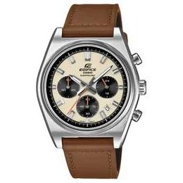 Chronograph Casio EDIFICE, edelstahlfarben, braun, Armbanduhren, Herren, Chronograph, Quarzuhr, Armbanduhr, Herrenuhr, analog, Tag, Stoppfunktion