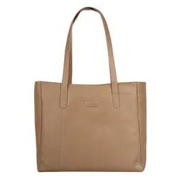 Reisetasche Bugatti "ELSA", Damen, Gr. B/H/T: 39cm x 37cm x 16cm onesize, beige (sand), Leder, leicht gl&auml;nzend, unifarben, Taschen Reisetasche, echt Leder