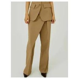 Chinohose NORR "NORR Trouser Eluna", Damen, Gr. 36, Normalgr&ouml;&szlig;en, warm beige, Obermaterial: 76% Polyester, 19% Viskose, 5% Elasthan, Hosen Chinohose