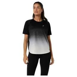 Laufshirt asics "ROAD FADE SS TOP", Damen, Gr. XXL, performance schwarz, cream, Obermaterial: 100% Polyester, Shirts Laufshirt, f&uuml;r verschiedene Jahreszeiten, mit Grafik-Print, mit Mesh-Eins&auml;tzen