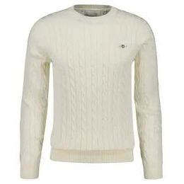 Sweater Gant "Strickpullover COTTON CABLE C-NECK", Herren, Gr. 3XL, wei&szlig; (cream), Obermaterial: 100% Baumwolle CO., Sweatshirts Sweater