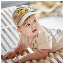 Baseball Cap MaxiMo, Jungen, Gr. 47/49, beige, Baumwolle, gemustert, Caps, Bagger-Motiv, mit Stickerei, mit Klettverschluss, Baumwolle