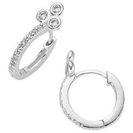 Paar Creolen Firetti "Schmuck Geschenk Silber 925 Ohrschmuck Ohrringe", silberfarben, kristallwei&szlig;, kristallwei&szlig;, Ohrringe, Damen, 12,5mm, Silber 925 (Sterlingsilber), mit Zirkonia (synth.)
