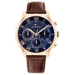 Multifunktionsuhr Tommy Hilfiger "TH-OXFORD", braun, ros&eacute;goldfarben, Armbanduhren, Herren, Quarzuhr, Armbanduhr, Herrenuhr, Lederarmband, analog