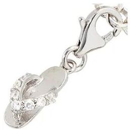Charm-Einh&auml;nger Jobo "Charm Flip-Flop", silber 925, Charms, Damen, Silber 925 (Sterlingsilber), 925 Silber rhodiniert mit Zirkonia