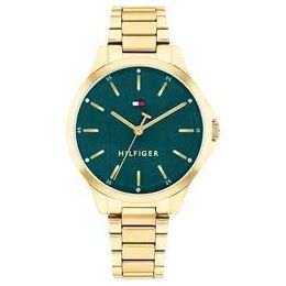 Quarzuhr Tommy Hilfiger "CHLOE", goldfarben, blau, Armbanduhren, Damen, Quarzuhr, Armbanduhr, Damenuhr, Edelstahlarmband, analog