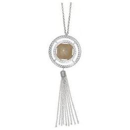 Lange Kette Firetti "Schmuck Geschenk Opal-Look Tassel Y-Kette", metallfarben, beige, Halsketten, Damen, Kunststoff Metall, L: 90, Kunststoff, Metall