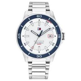 Quarzuhr Tommy Hilfiger "REMY", edelstahlfarben, blau, Armbanduhren, Herren, Quarzuhr, Armbanduhr, Herrenuhr, Edelstahlarmband, analog, Tag